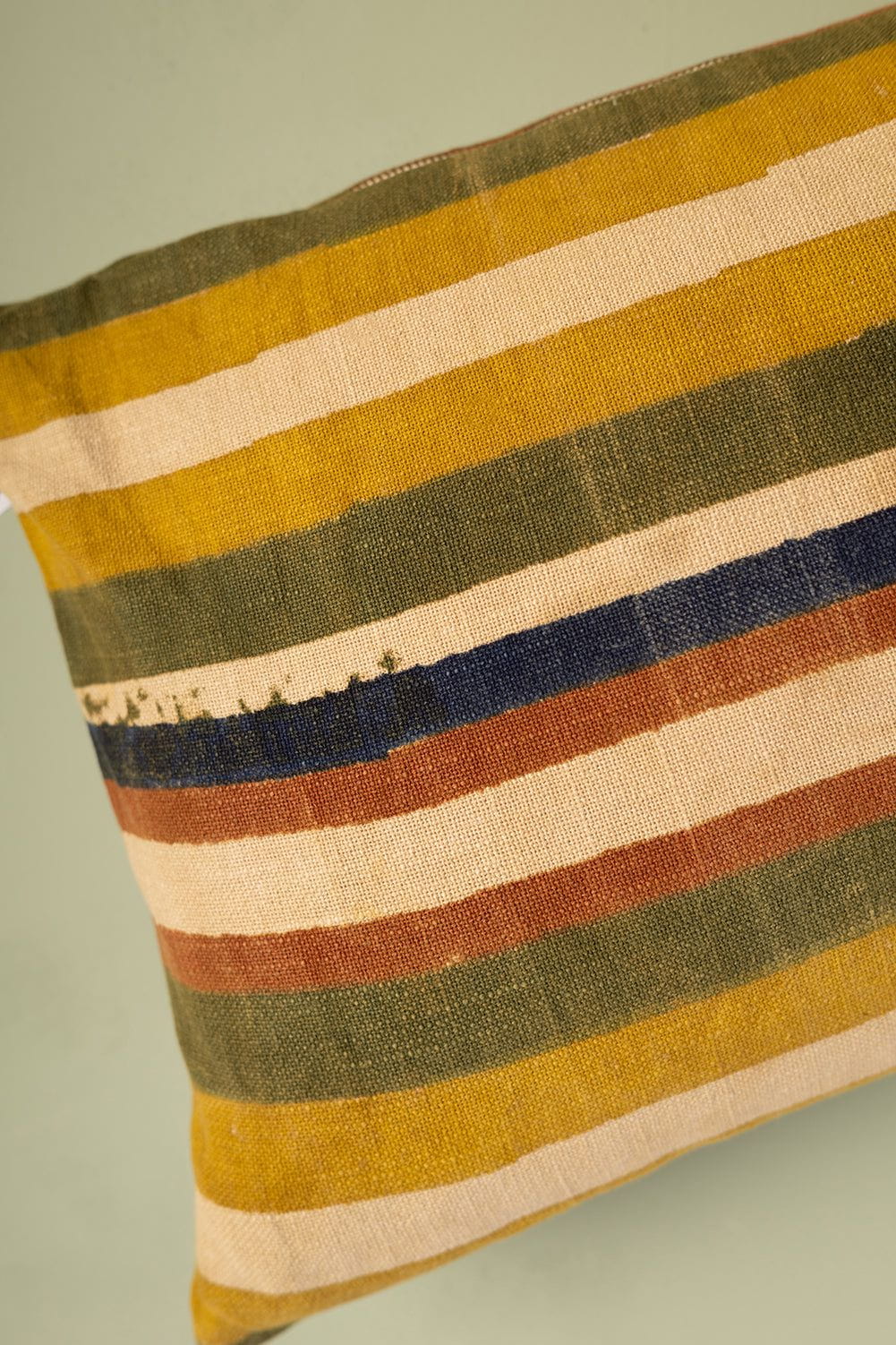 Clay Stripe Block Print Cushion Cover – MYAKKA