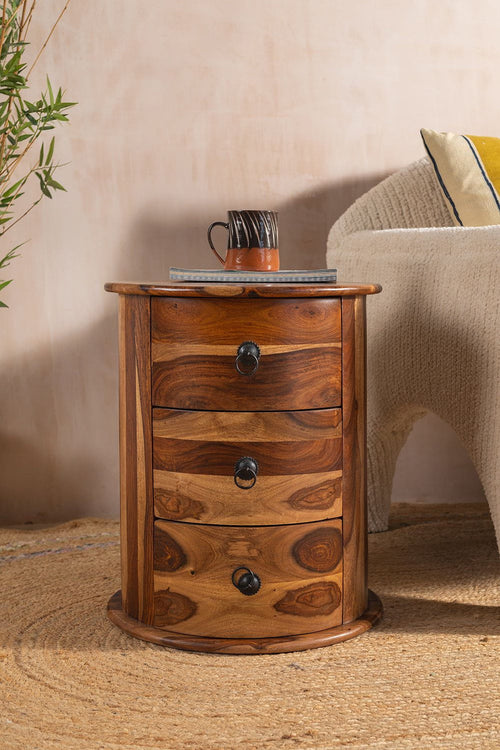 Thakat 3 Drawer Round Sheesham Column | Myakka.co.uk – MYAKKA
