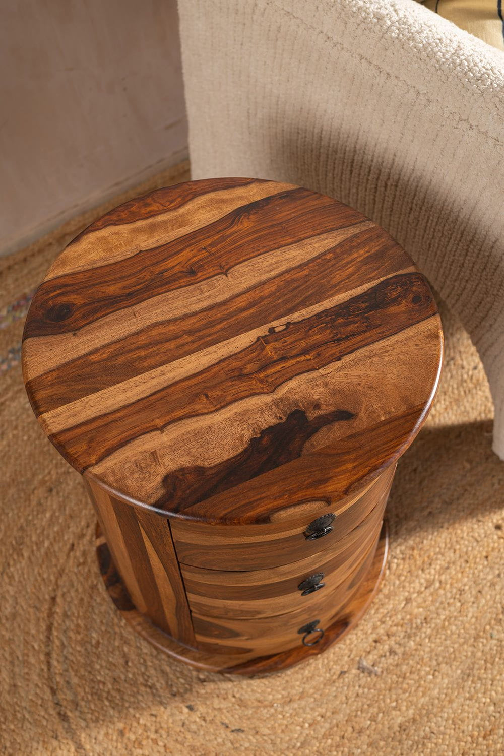 Thakat 3 Drawer Round Sheesham Column | Myakka.co.uk – MYAKKA
