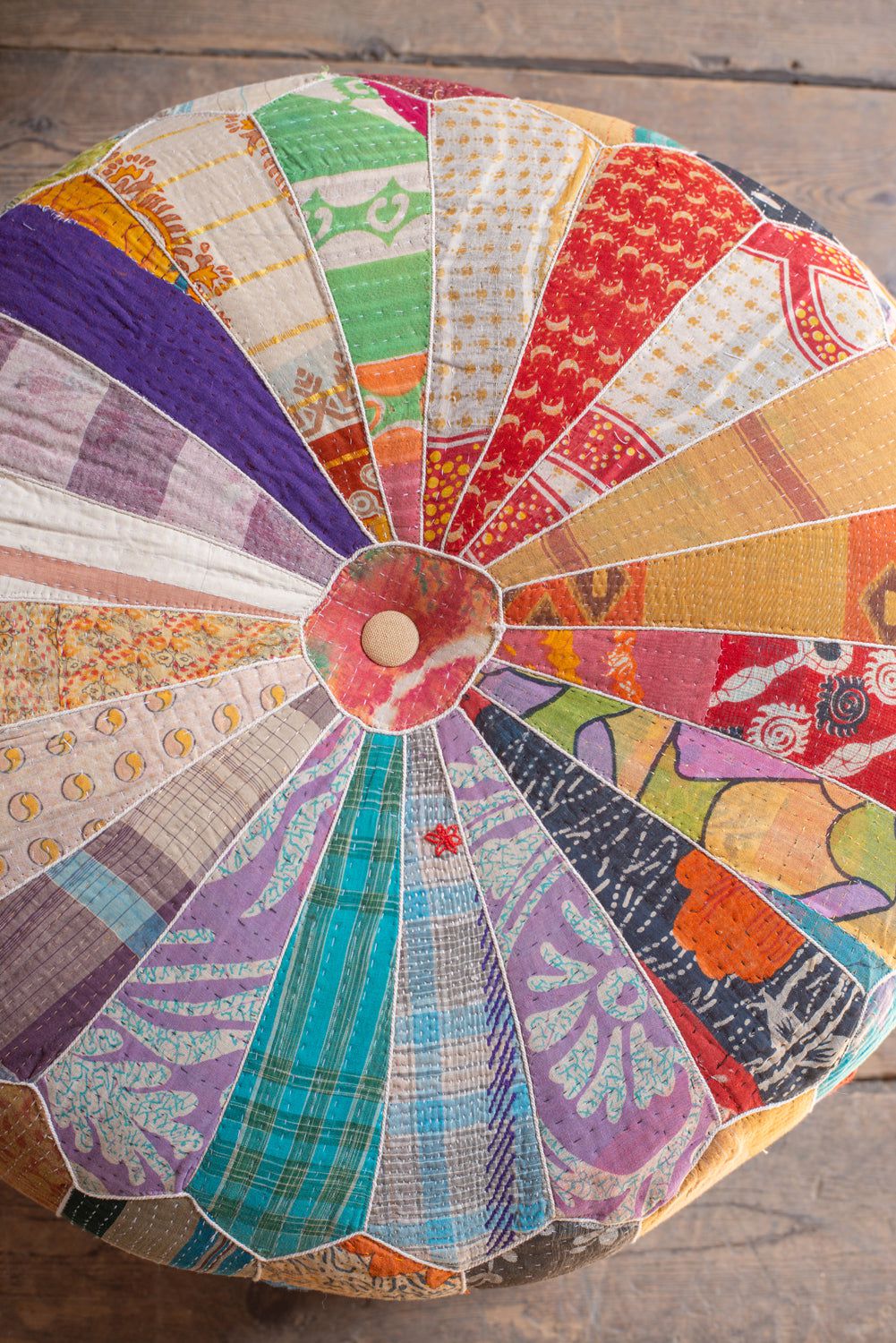 Vintage Fabric Patchwork Pouffe | Myakka.co.uk - MYAKKA