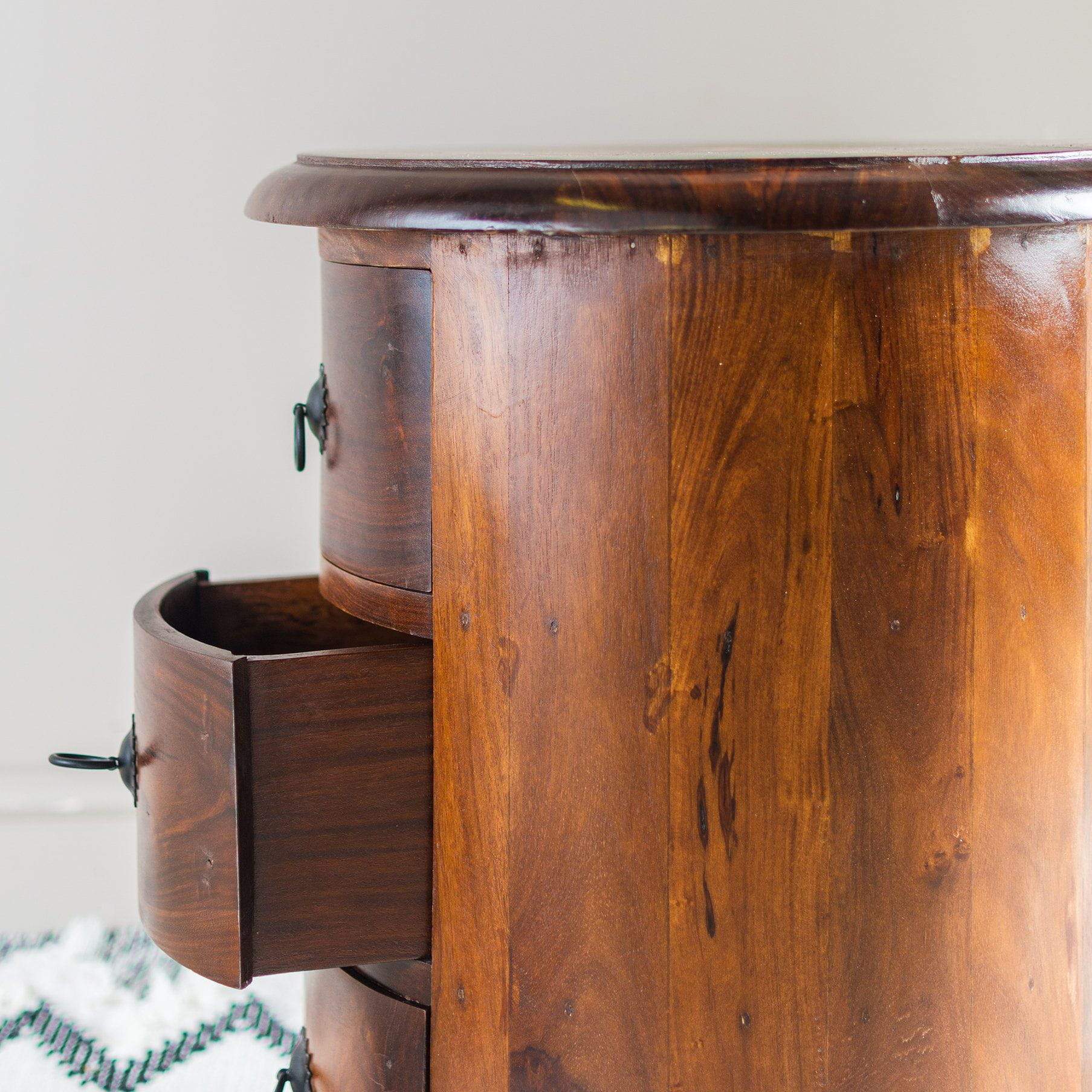 Thakat 3 Drawer Round Sheesham Column | Myakka.co.uk - MYAKKA