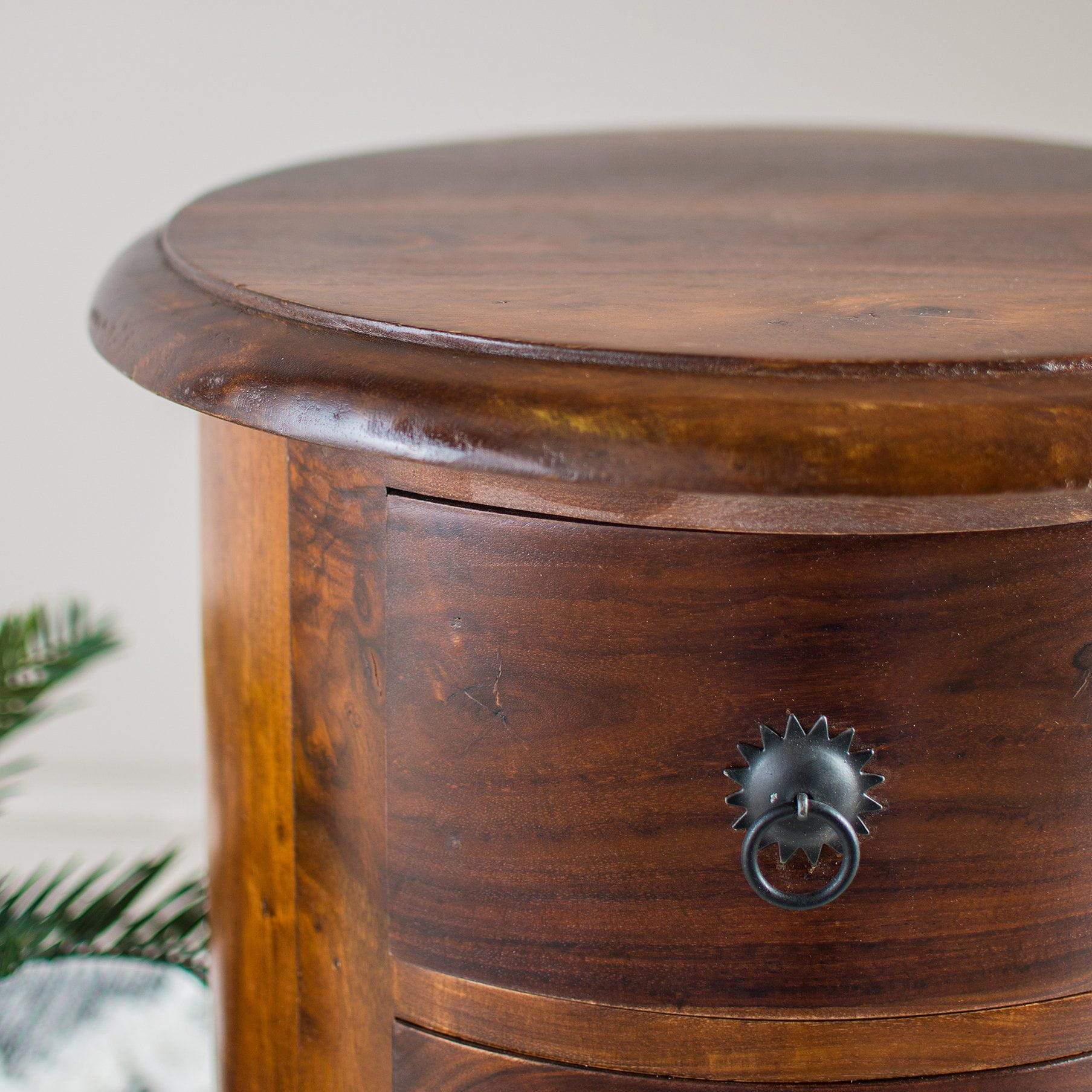 Thakat 3 Drawer Round Sheesham Column | Myakka.co.uk - MYAKKA