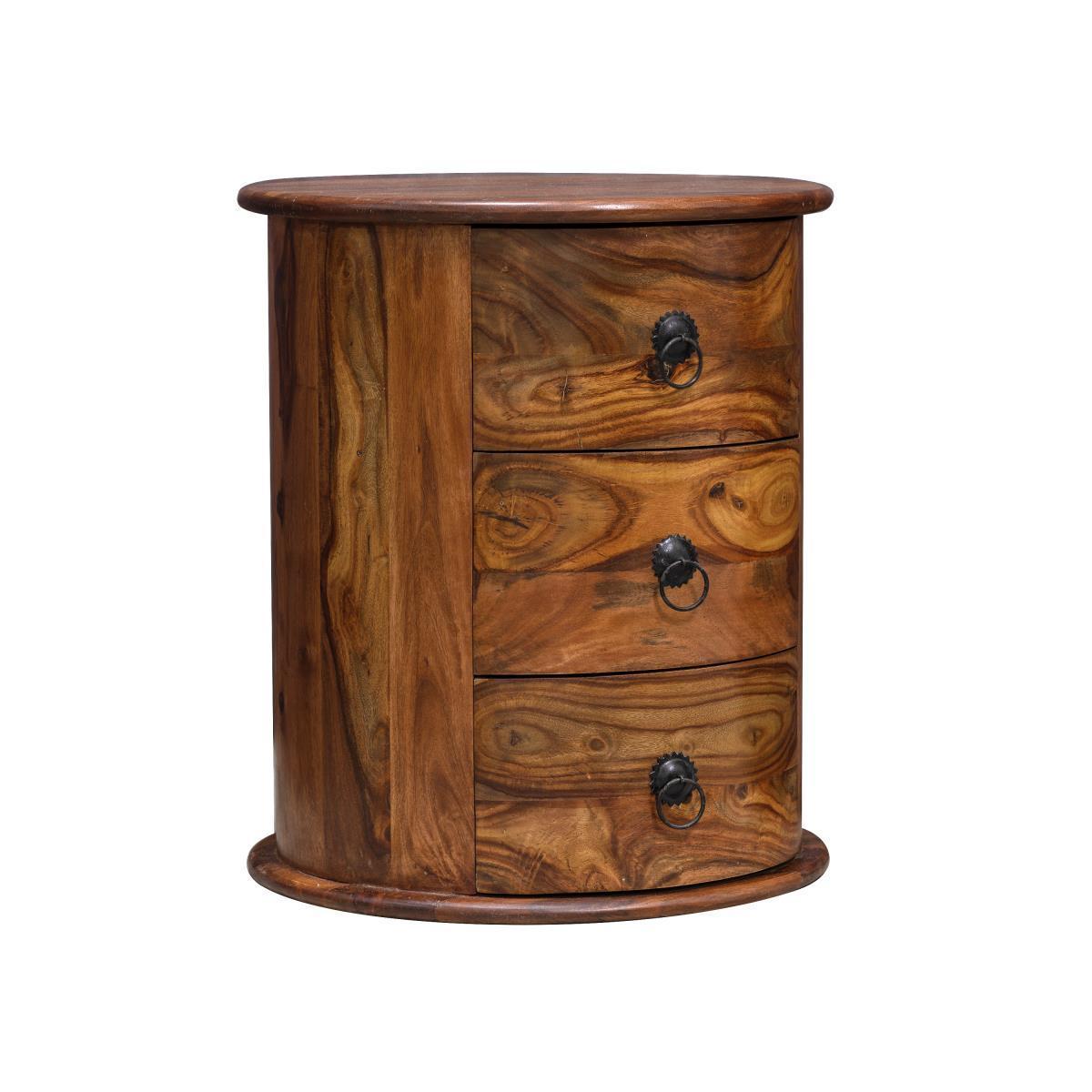 Thakat 3 Drawer Round Sheesham Column | Myakka.co.uk - MYAKKA