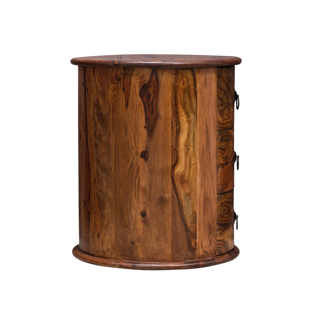 Thakat 3 Drawer Round Sheesham Column | Myakka.co.uk - MYAKKA