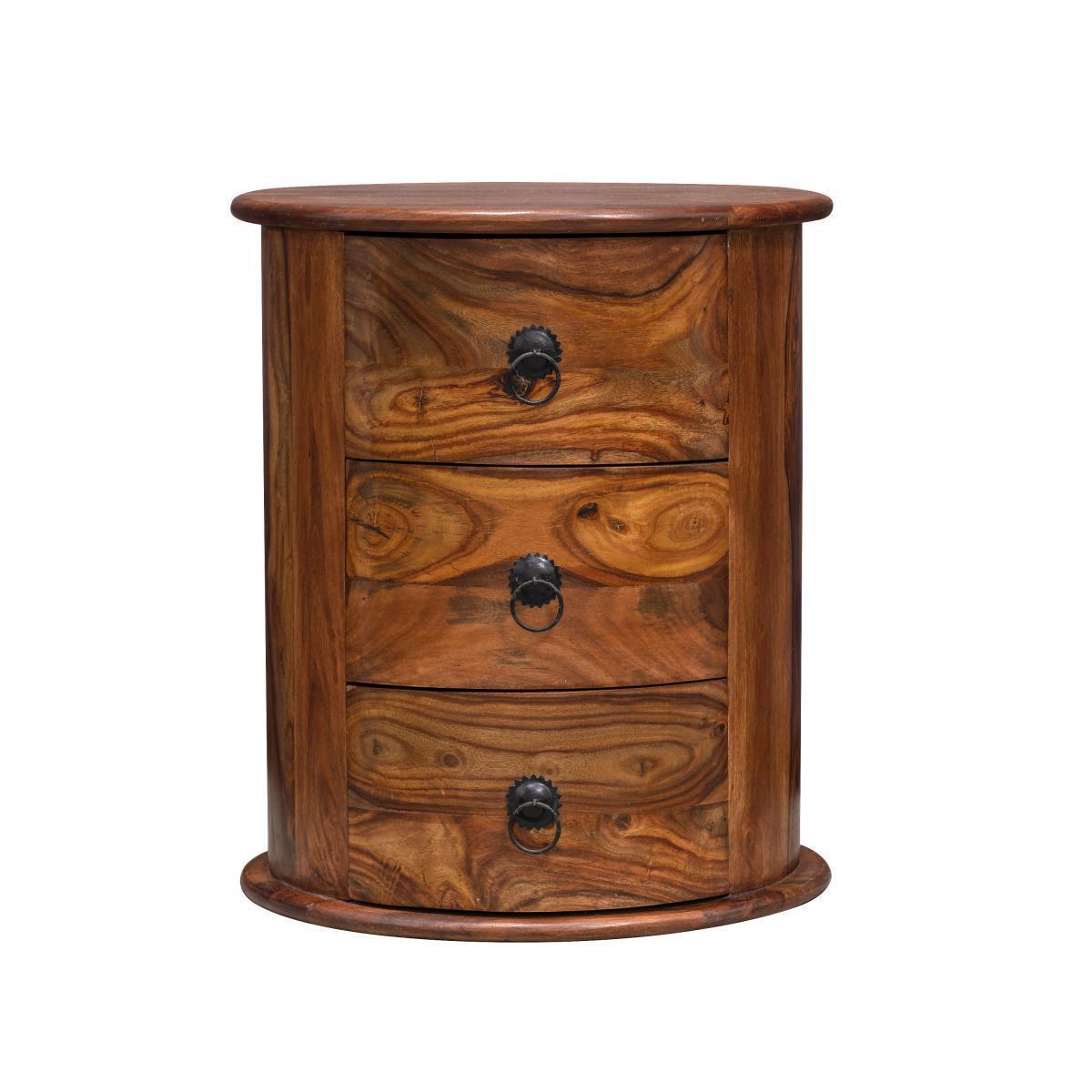 Thakat 3 Drawer Round Sheesham Column | Myakka.co.uk - MYAKKA